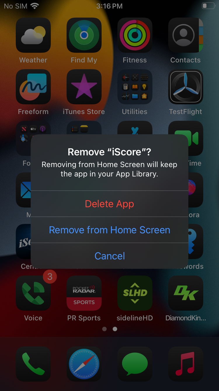 Resetting iScore – sidelineHD